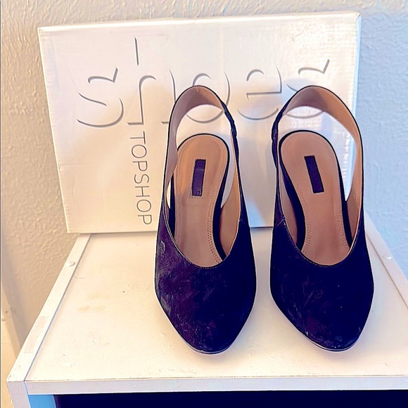 Topshop | Shoes | Topshop Black Suede Slingback Heels | Poshmark